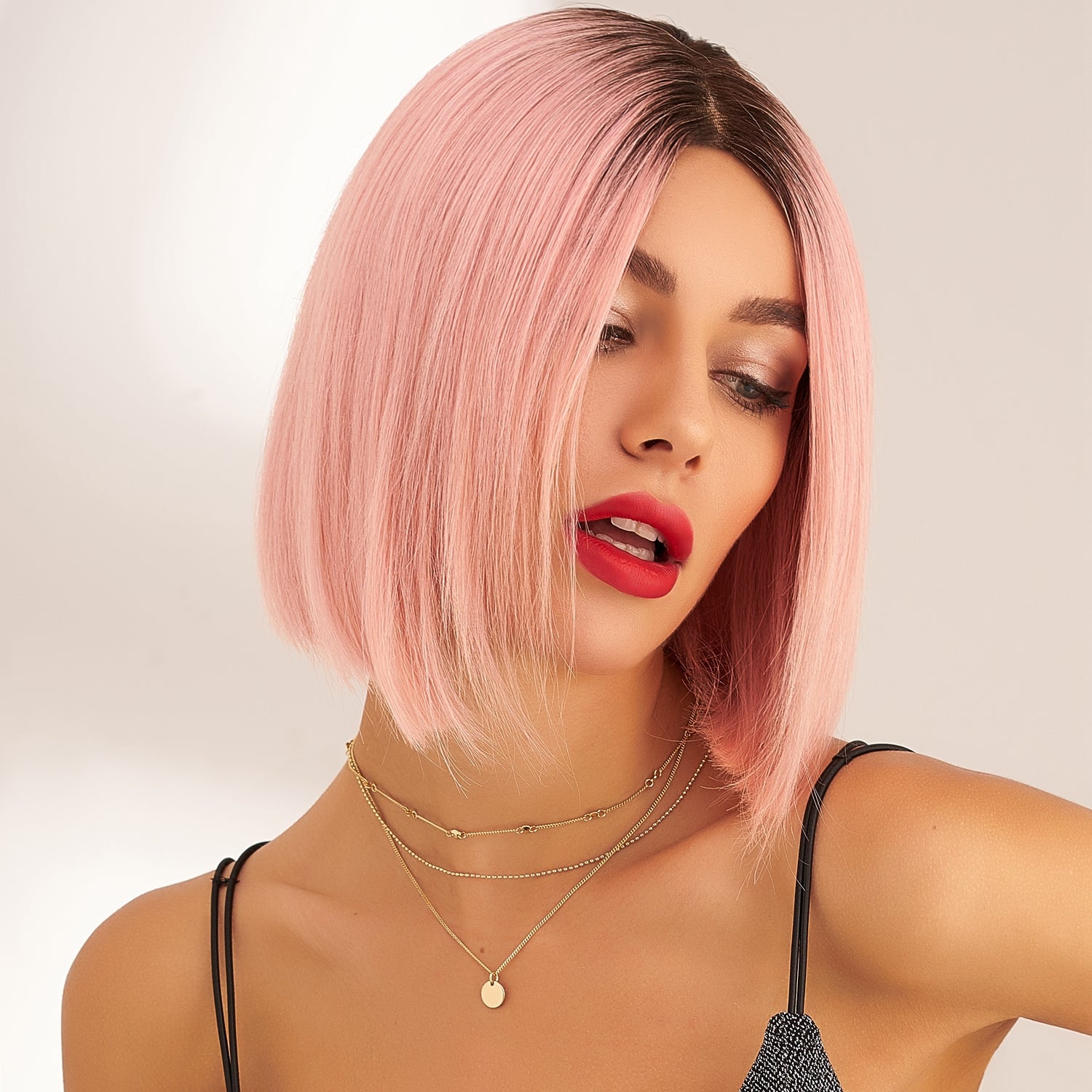 Perruque rose pale courte naturelle | Extension & Perruque